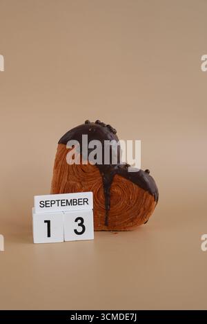 Calendar date 13 September International chocolate day greeting card ...