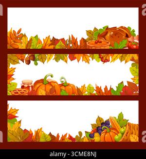 brown cornucopia with autumn leaves on white background vector ...