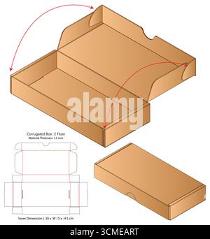 Packaging corrugated box dieline template and 3D box design and ...