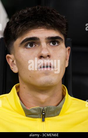 Davide Bartesaghi of AC Milan looks on during the Serie A Enilive match ...