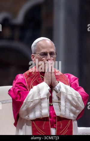 Pope Leo XIV prays on the relics of St. Augustine in the Basilica of ...