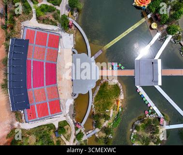 Aerial photography of Jiuzhou Pool in Luoyang City during the Sui and ...