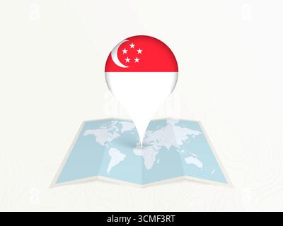 Travel to Singapore concept, map with pin on map of Singapore. Vacation ...