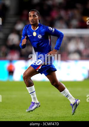Chelsea's Joao Pedro during the Premier League match at Stamford Bridge ...