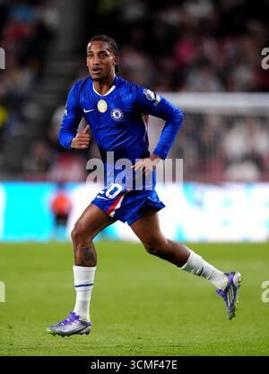 Chelsea's Joao Pedro during the Premier League match at Craven Cottage ...