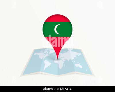 Travel to Maldives concept, map with pin on map of Maldives. Vacation ...