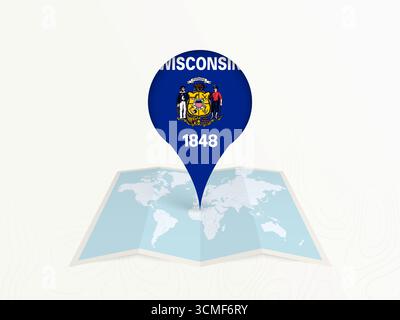 Travel to Wisconsin concept, map with pin on map of Wisconsin. Vacation ...