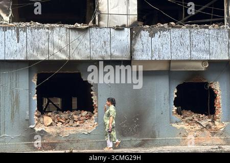 Kathmandu, Nepal. 21 September 2025. A child flies a kite in Kathmandu ...