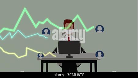 Businessman wearing protective mask analyzing financial data at office ...