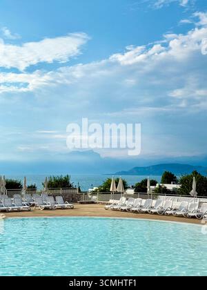 Infinity Swimming Pool with Mountain and Lake Lucerne View in a Sunny ...