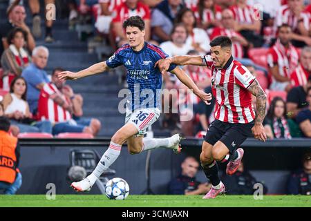 Christian Norgaard of Arsenal with ball in hand waiting to take a throw ...