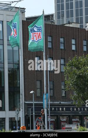 Dublin, Ireland - 16th September 2025 - A Pittsburgh Steelers flag ...