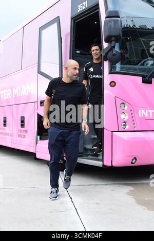 Inter Miami head coach Javier Mascherano sits on the bench at the start ...