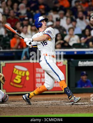 Houston Astros' Zach Cole (16) celebrates his two-run home run with ...