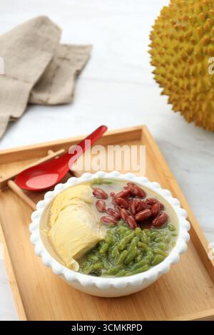Malaysia traditional iced sweet dessert Cendol served in a bowl with ...
