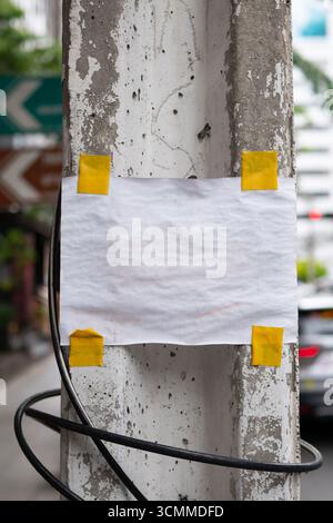 Blank yellow paper sticker poster mockup with copy space for text ...