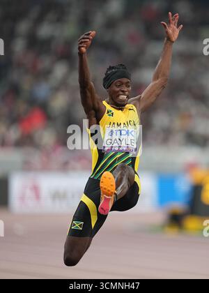 Tajay Gayle in the long jump at the Doha 2019 World Athletics ...
