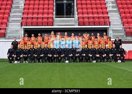 The KV Mechelen players and staff pose for a team picture at the 2018 ...