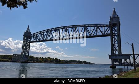 The railroad bridge over the Cape Cod Canal at Buzzards Bay ...