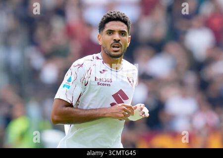 Saul Coco of Torino FC looks on during the serie Serie A Enilive match ...