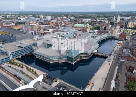 Aerial view of Princes Quay shopping centre, Kingston upon Hull (HU1 ...