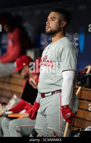 Philadelphia Phillies catcher Rafael Marchan, left, congratulates ...