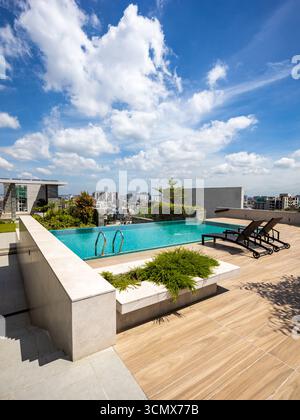 Stunning swimming rooftop pool with panoramic city views, perfect for ...