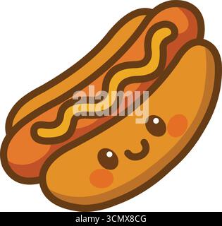 kawaii hot dog illustration Stock Vector Image & Art - Alamy