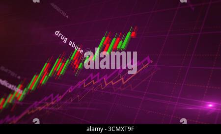 Drug abuse and pharmacy addiction charts and graphs diagram concept 3d ...