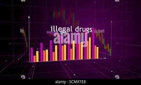 Drug abuse and pharmacy addiction charts and graphs diagram concept 3d ...