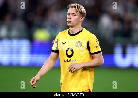Daniel Svensson of Borussia Dortmund looks dejected after being sent ...