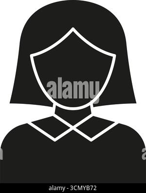Simplified female figure, pictogram of woman body, black line ...
