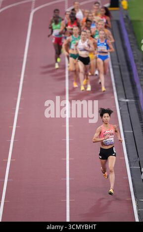 Ririka Hironaka, of Japan, competes during a heat in the women's 5000 ...