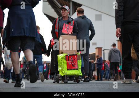 A match day programme seller during the Sky Bet Championship match at ...