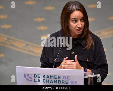 Ecolo's Rajae Maouane pictured during a plenary session of the Chamber ...