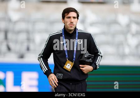 Newcastle United's Sandro Tonali arrives at the ground ahead of the ...