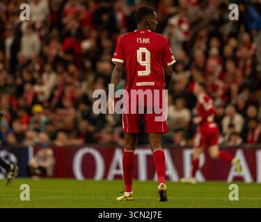 Alexander Isaak of Liverpool is seen during the Premier League match ...