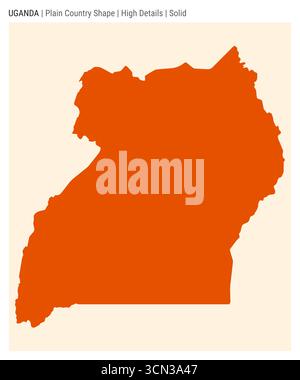 Uganda plain country map. High details. Outline style. Shape of Uganda ...