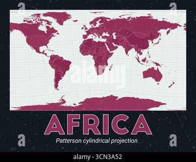 World Map. Patterson cylindrical projection. Digital world illustration ...