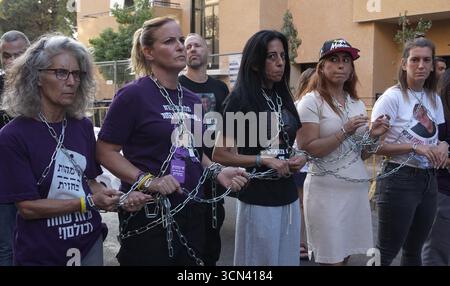 JERUSALEM - SEPTEMBER 18: Mothers of hostages and soldiers stand with ...