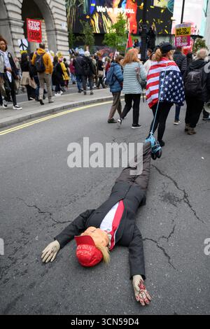 US President Donald Trump's effigy during the May Day Rally in Tokyo ...