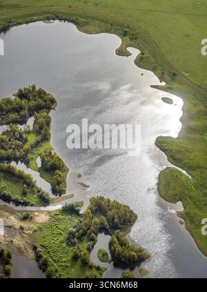 Aerial photograph, renaturation Lippe estuary in nature reserve and ...