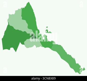 Map of Eritrea with regions. Just a simple country border map with ...