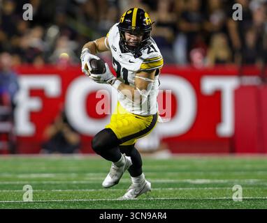Iowa wide receiver Kaden Wetjen runs on the field during the first half ...