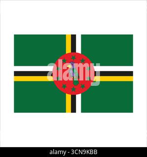 Flag of Dominica – Green Field with Cross of Yellow, Black, and White ...
