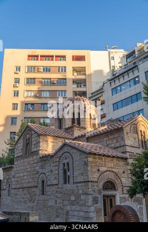 Medieval stone church domes and red tile roofs overlooking scenic ...