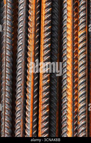 rusted rebar iron close up view on an abandoned construction site Stock ...