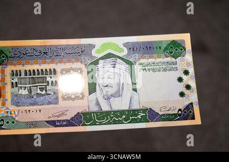 the obverse side of 500 SAR five hundred Saudi riyals cash money ...