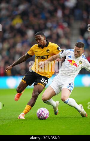 Jackson Tchatchoua Of Wolves during the Leeds United v Fulham Premier ...