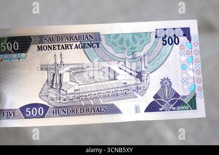 Reverse side of 500 SAR five hundred Saudi Arabia riyals cash money ...